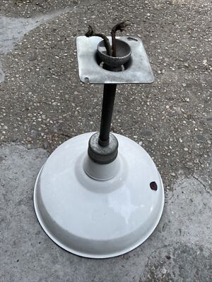 One 40s Appleton 16" Porcelain Industrial White Barn Light Vintage Gas ...