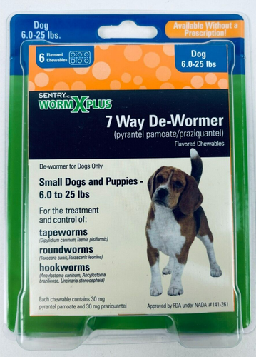 Sentry Worm X Plus 7 Way De-Wormer for Small Dogs 6-25 lbs 6 ct EXP. 10 ...