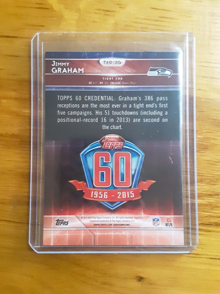 Jimmy Graham 2015 Topps *60th Anniversary* Card Seattle Seahawks | eBay