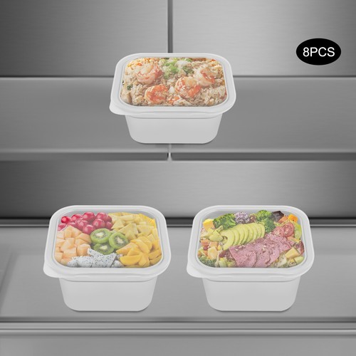 8 Pack Stainless Steel, PP Pans with Lids Hotel Food Prep Pan Silver ...