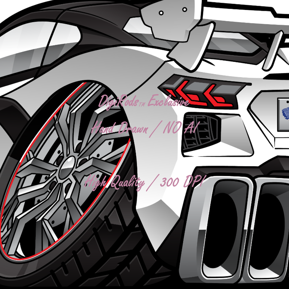 DigiRods Corvette C8 2023 70th Anniversary White Cartoon Flag Car ...