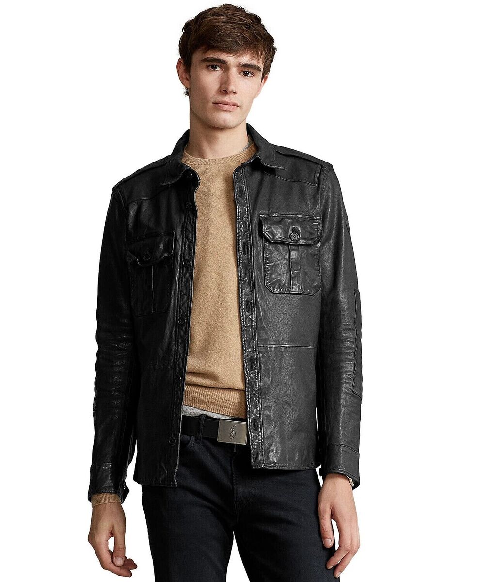 $698 NWT Polo Ralph Lauren Leather Shirt Jacket Mens Large $698 NWT Polo Ralph Lauren Leather Shirt Jacket Mens Large