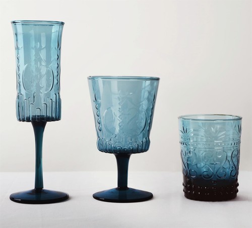 Verres À Vin Champagne Vintage Bleu Art Déco Pour Mariage Décor De ...