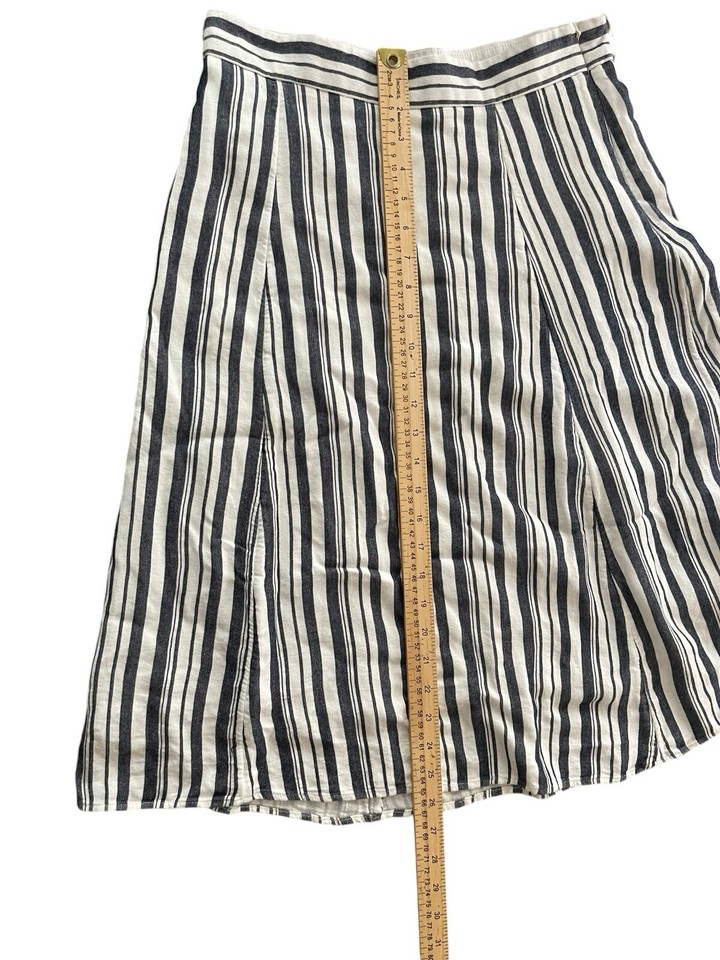 Loft Womens Skirt Size 8 A-Line Black White Vertical Striped Lined ...