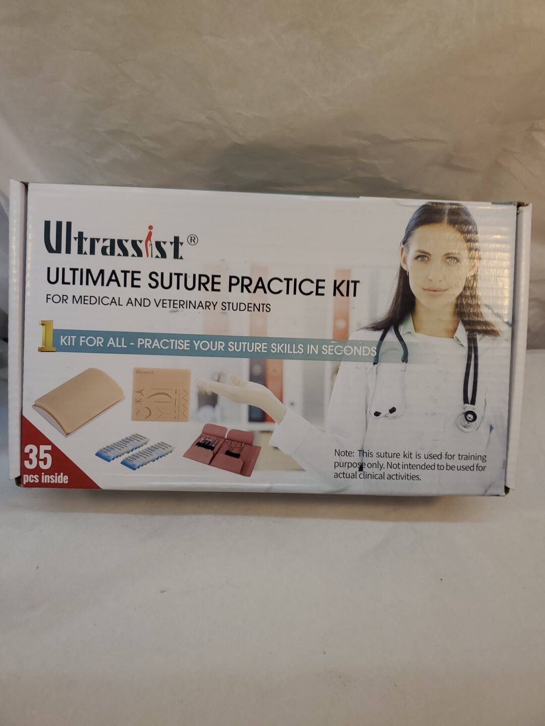 Ultrassist Complete Suture Practice Kit with Simulated Wounds Skin Pad ...