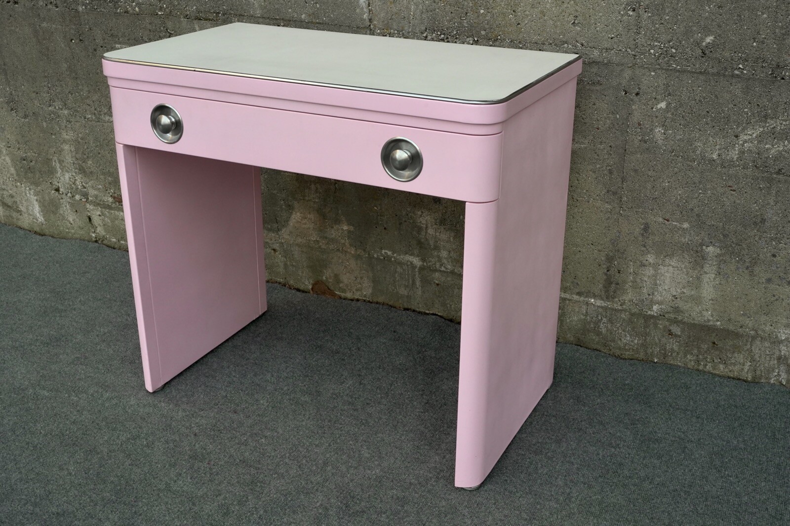 Mid Century Deco Simmons Pink Steel Metal Student Desk | eBay