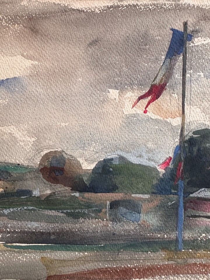 Beautiful Drawing Landscape Tricolor Flag Study Jean Terles Art | eBay