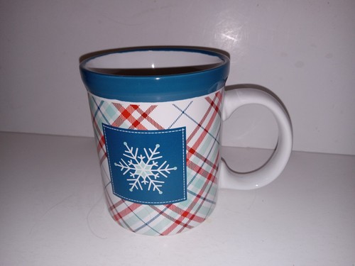 DesignPac Snowflake Ceramic Coffee Mug Cup Blue Red Purple Green Plaid ...