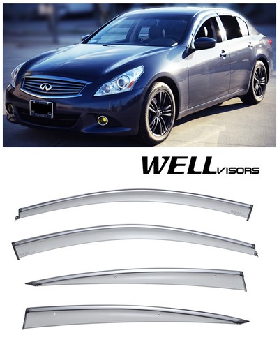 For 07-15 Infiniti G25 G37 WellVisors Side Window Visors with Chrome ...