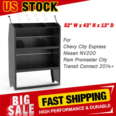 52"W Van Shelving for Transit Connect, Chevy City Express, Promaster ...