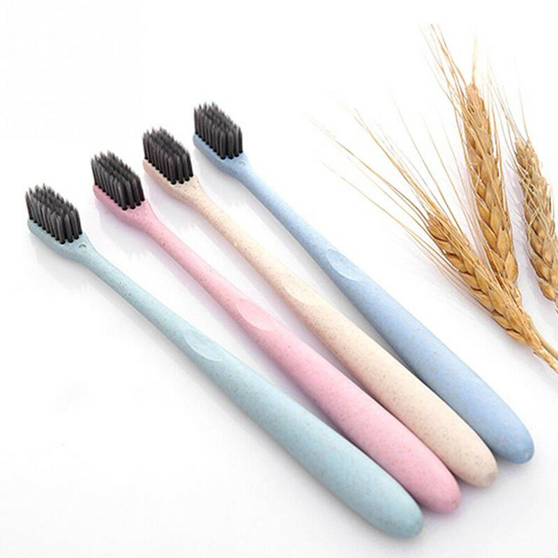 10Pcs Soft Bamboo Charcoal Toothbrush Travel Wheat Straw Soft-bristle ...
