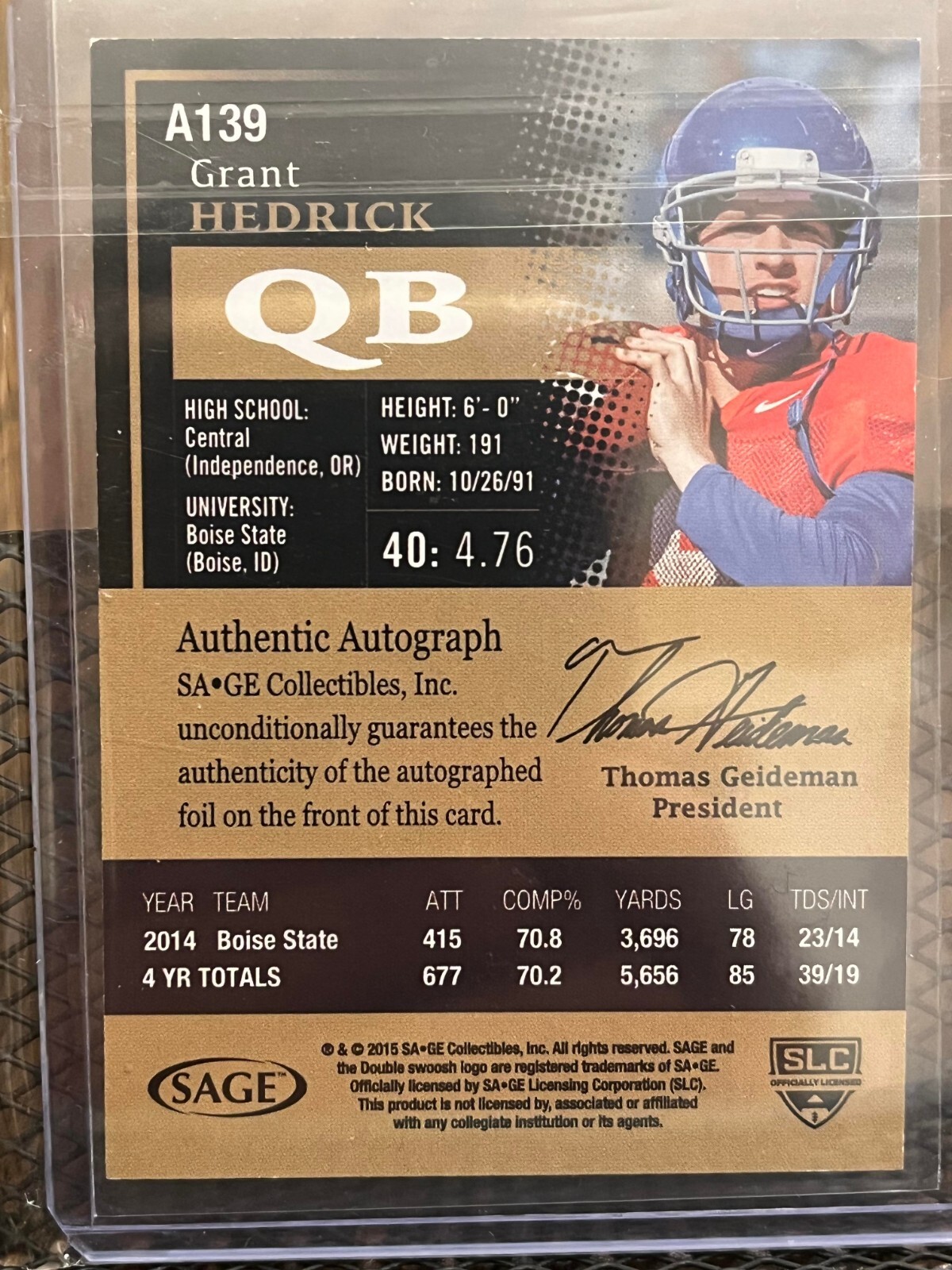 2015 Sage Hit - #139 Grant Hedrick (RC) for sale online | eBay