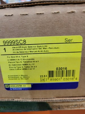 9999SC8 HAND-OFF-AUTO SELECTOR SWITCH KIT SQUARE D BRAND NEW IN ...