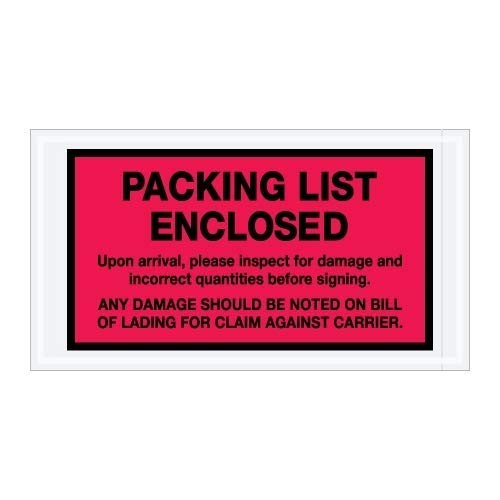 Special Use Packing Envelopes (5 1/2" x 10" Full Face, Red "Packing ...