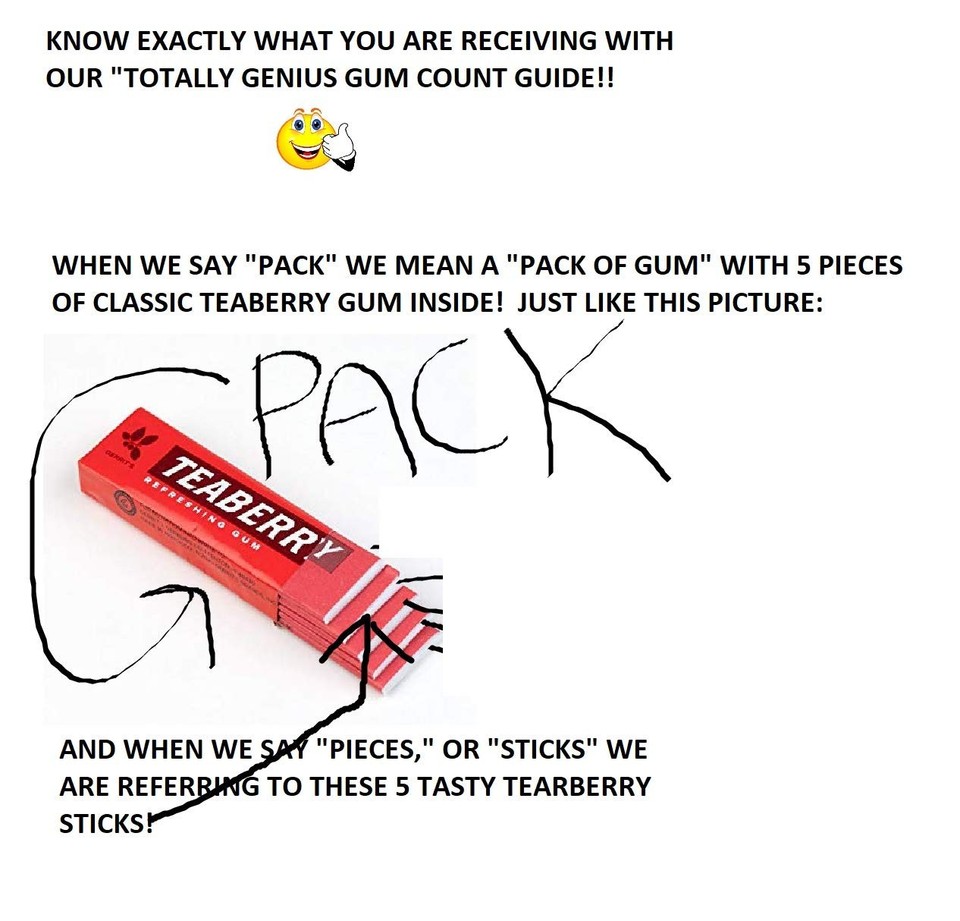 Teaberry Chewing Gum - Classic Retro Nostalgic 5 Count (Pack of 20 ...