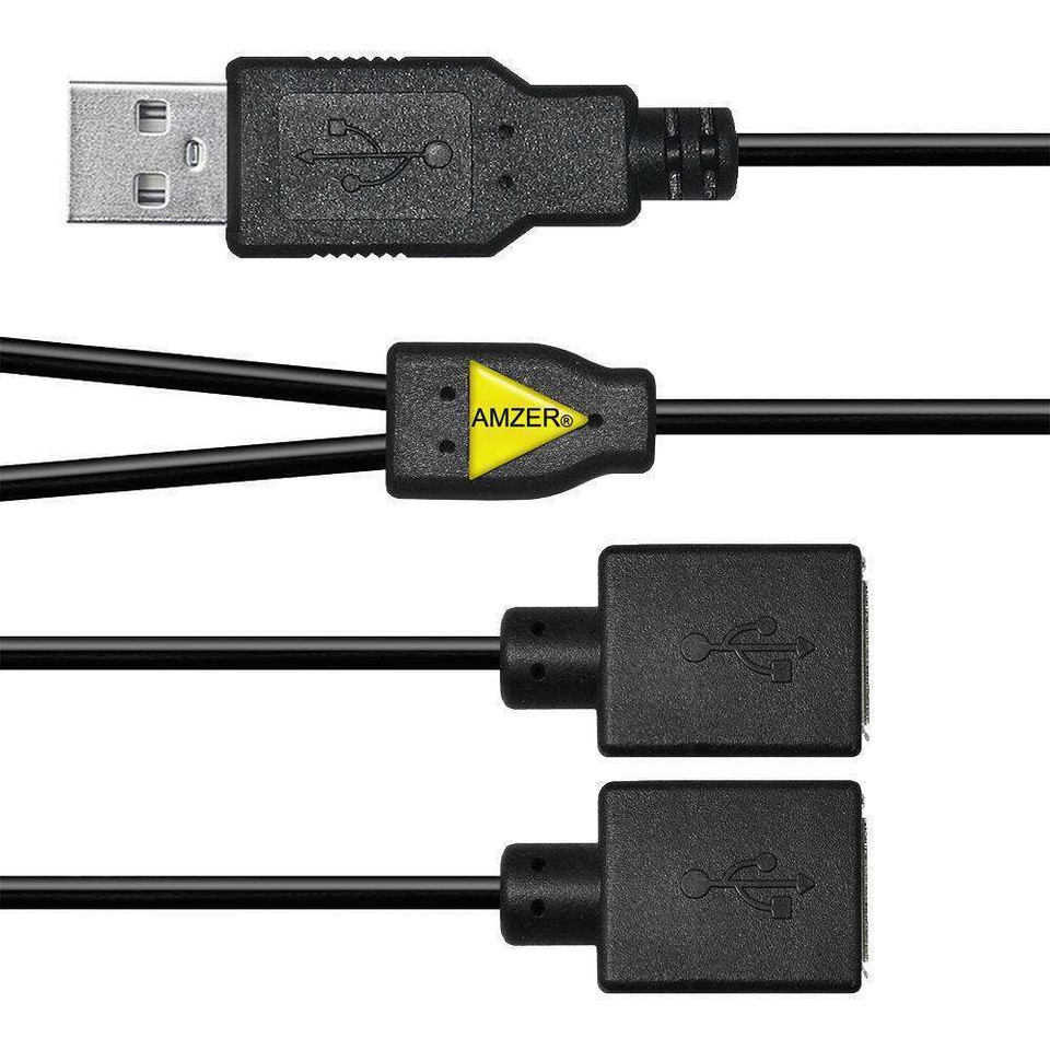 USB 2.0 A Male To Dual USB Female Y Splitter Power Cord Adapter Cable ...