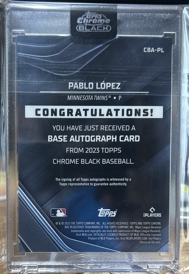 2023 Topps Chrome Black Pablo Lopez ON CARD AUTO Minnesota Twins | eBay
