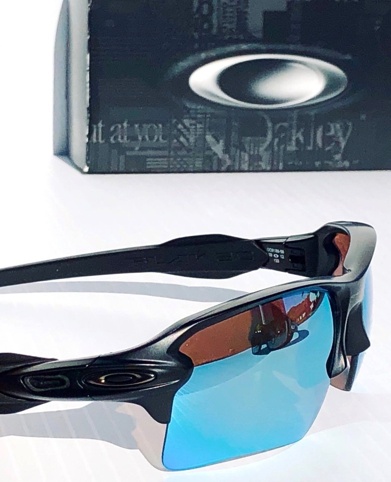 NEW Oakley Flak 2.0 Matte Black POLARIZED Deep Water H2O lens Sunglass ...