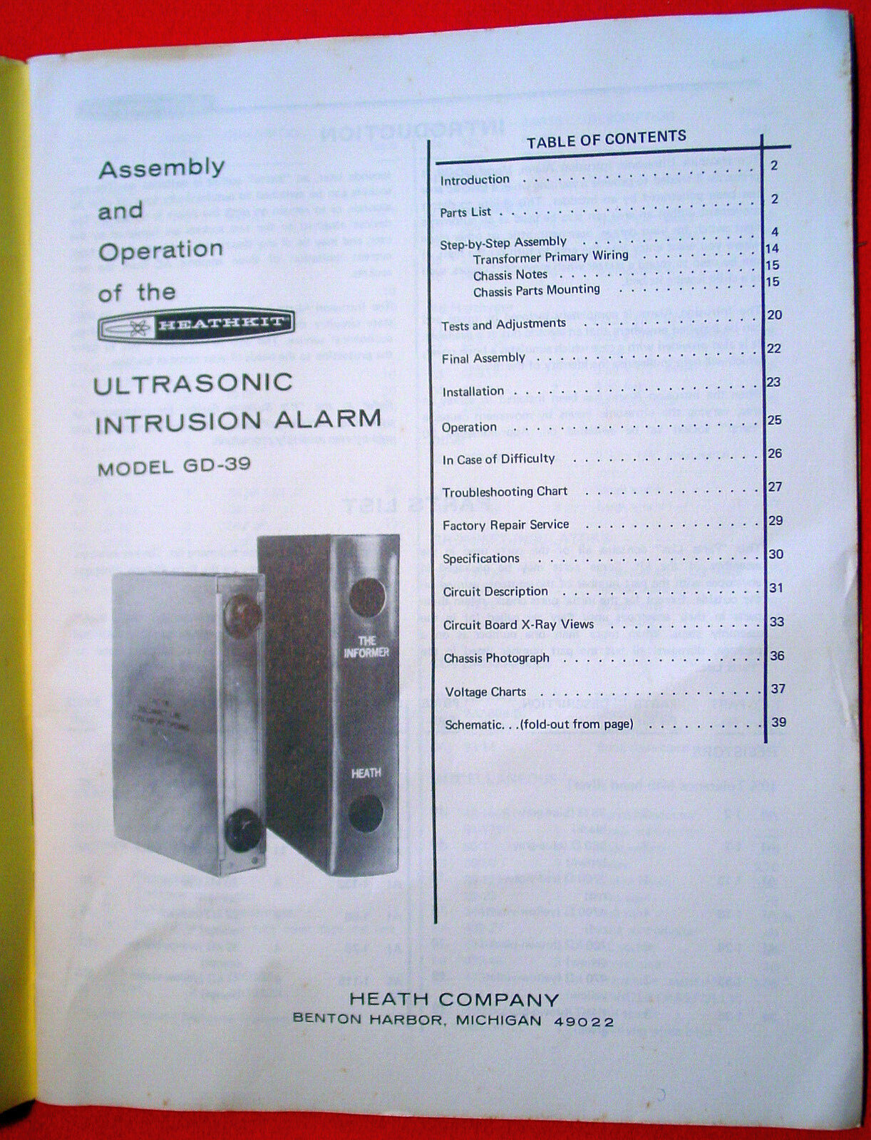 Heathkit GD-39 Ultrasonic Intrusion Alarm Rare Original Owner's Assembly Manual | eBay
