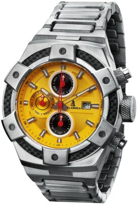 CALABRIA - ARMATO Forte - Yellow Dial Men's Watch with Carbon Fiber ...