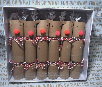 6 Meri Meri Christmas REINDEER PARTY CRACKERS deer stag holiday festive ...