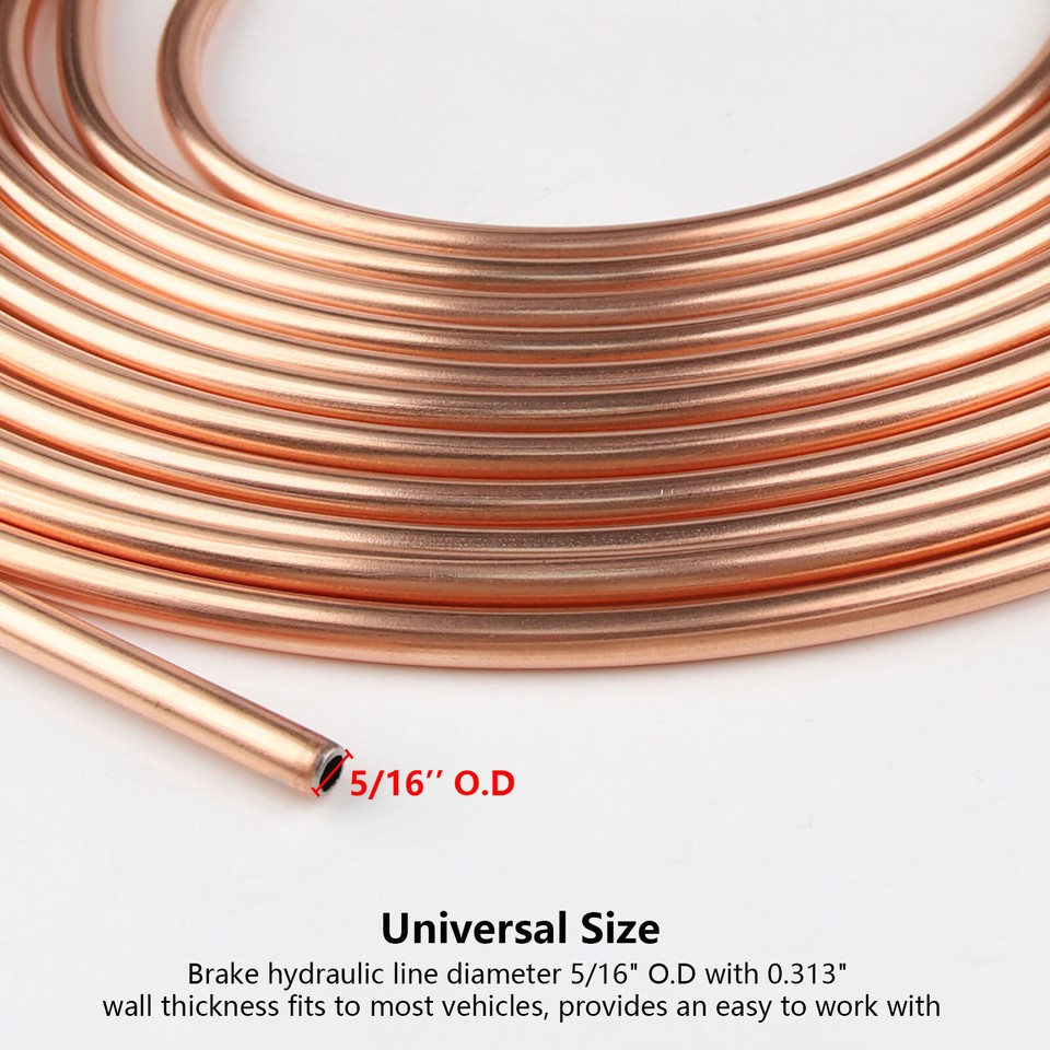 Copper Nickel Brake Fuel Line Tubing Kit 5/16 Od 25 Ft Coil Roll Inline ...