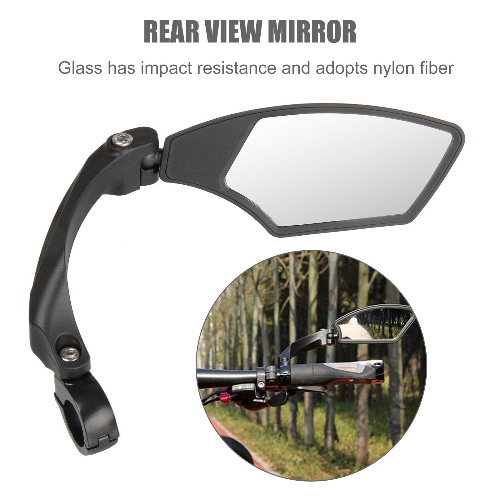 Bicycle Rear View Mirror 360 Rotation HD Anti-Shock Glass Lens (Right ...