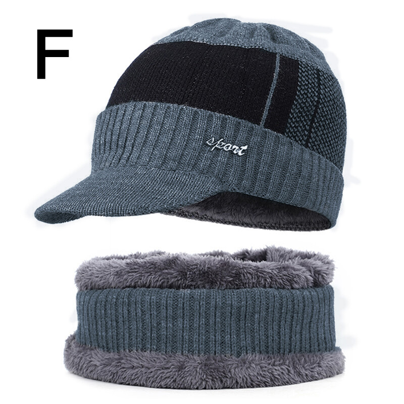 Men Winter Warm Hat Knit Visor Beanie Fleece Lined Billed Beanie with ...