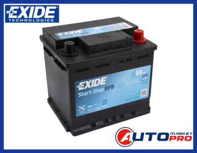 BATTERIA EXIDE EL550 EFB 55Ah 540A 12V 207x175x190mm POLO DX ...