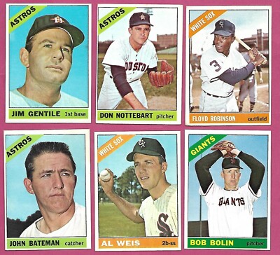 1966 Topps Baseball 46 Card Lot All Differen EX/EX+ No Wax Stains or ...