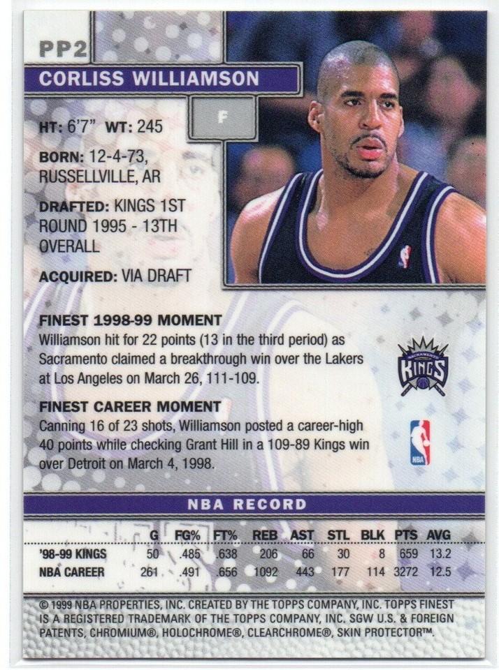 Corliss Williamson 1999-00 Finest Promos #PP2 Sacramento Kings | eBay