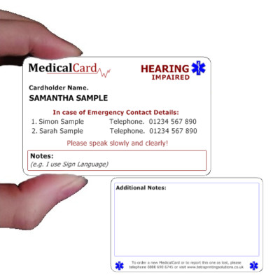 MedicalCard Medical Alert Card: Hearing Impaired - PVC Card! | eBay UK
