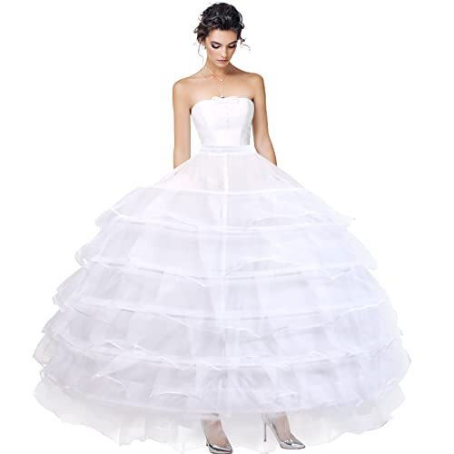 Women Crinoline Petticoat 6 Hoop Skirt A line Slip Floor Small-X-Large ...