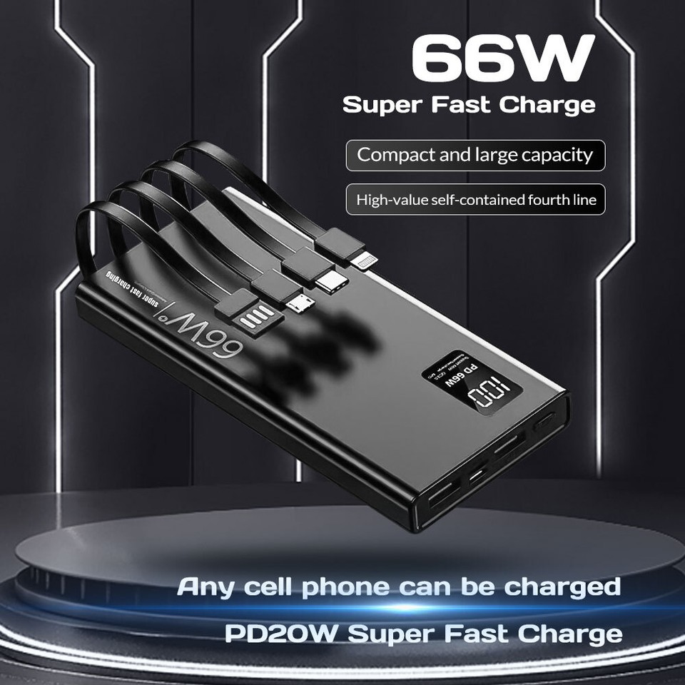 40000mAh 66W Power Bank Fast Charging Portable Charger PD20W Build-in 4 ...