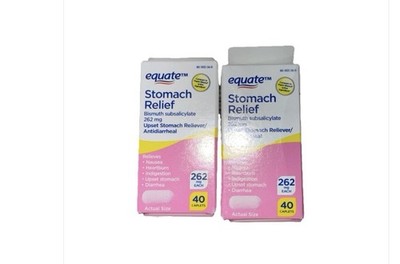 EQUATE 262mg Stomach Relief Caplet Lot Of 2 Boxes 681131280396| eBay