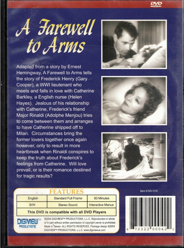 Gary Cooper A Farewell To Arms [Slim Case] B&W Helen Hayes 1932 pre ...