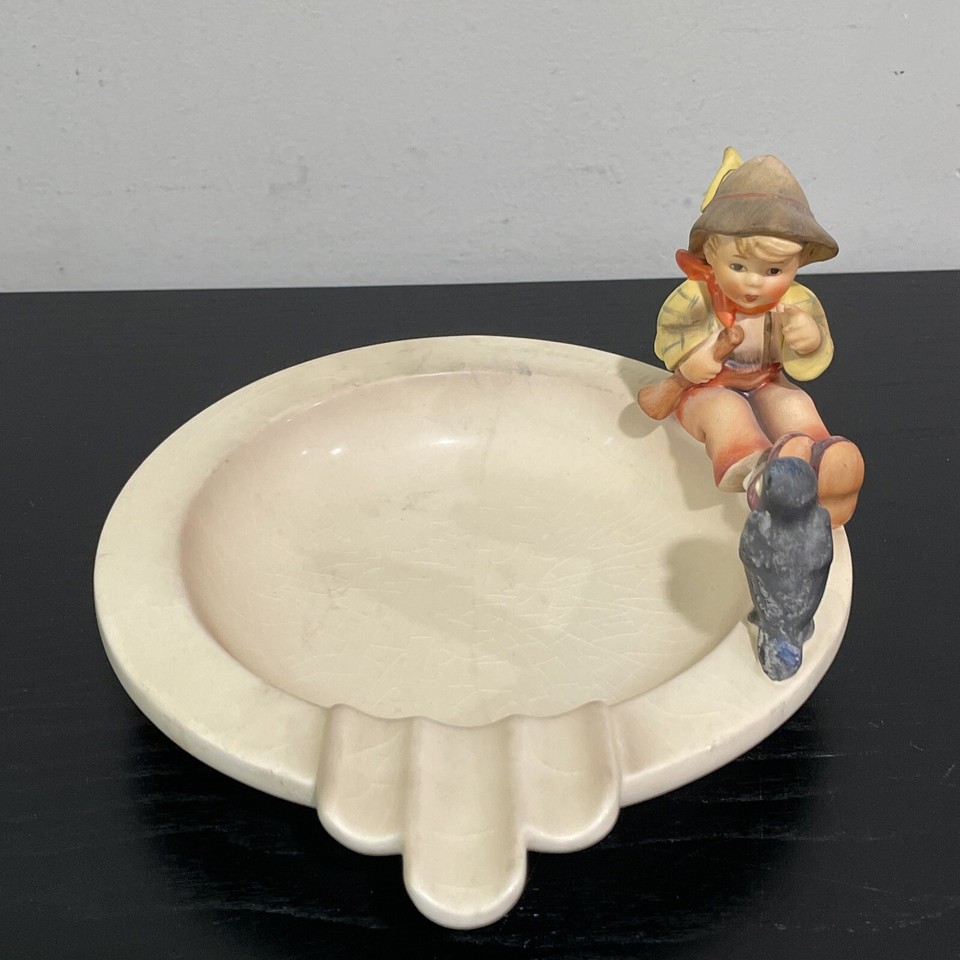 Hummel Ashtray Figurine #34 Singing Lesson Black Crow Vintage 7.5” x 4 ...