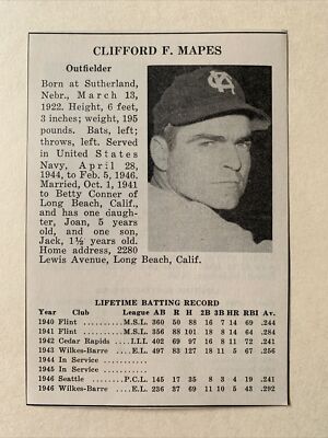 Cliff Mapes Bud Souchock Kansas City Blues 1947 AA Minor League ...