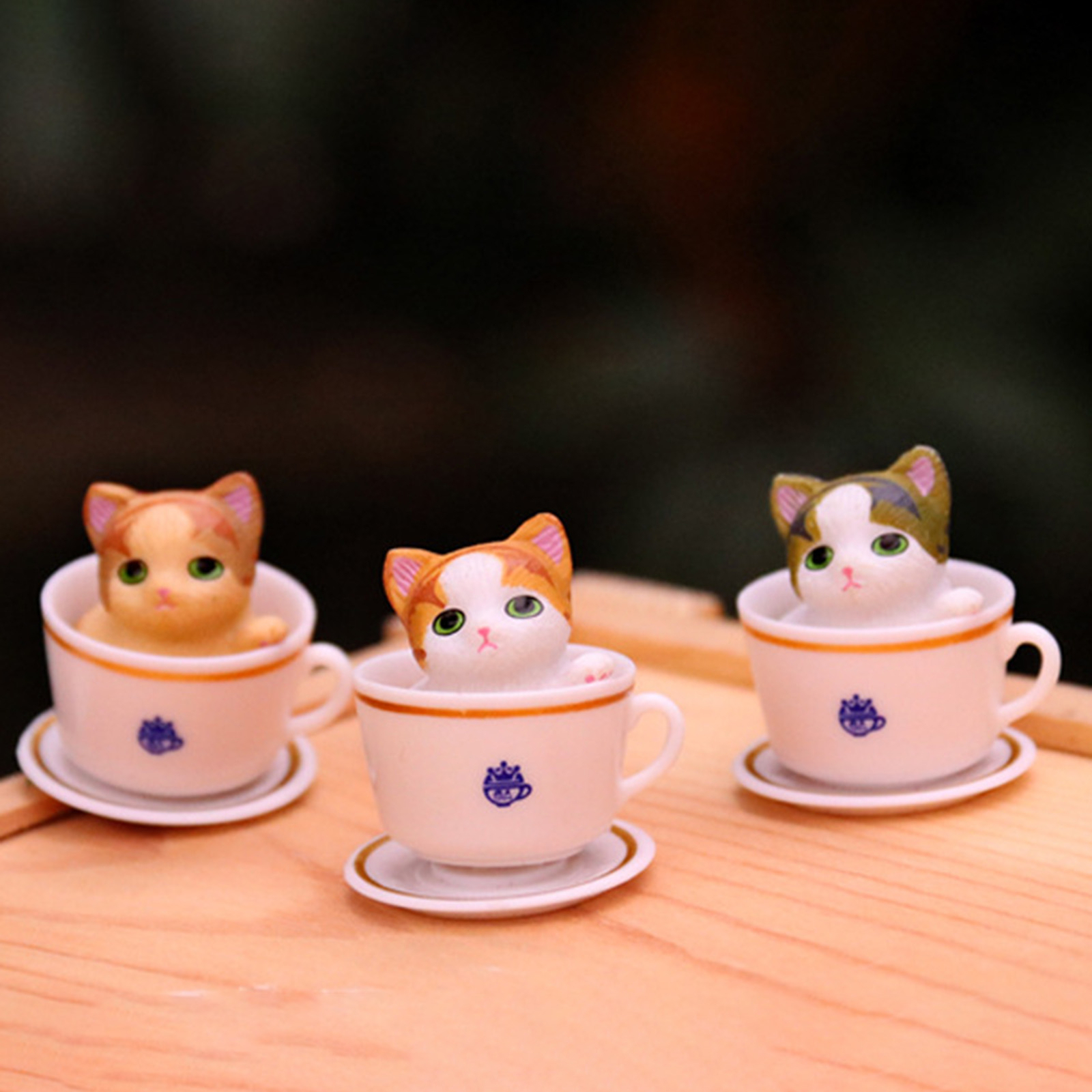 8pcs Cat Miniature Realistic Appearance Cake Decoration Garden Teacup ...