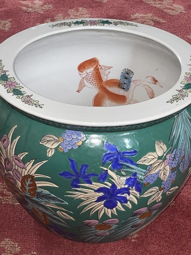 VTG Chinese Porcelain Chinoiserie Koi Fish Pot Garden Planter | eBay