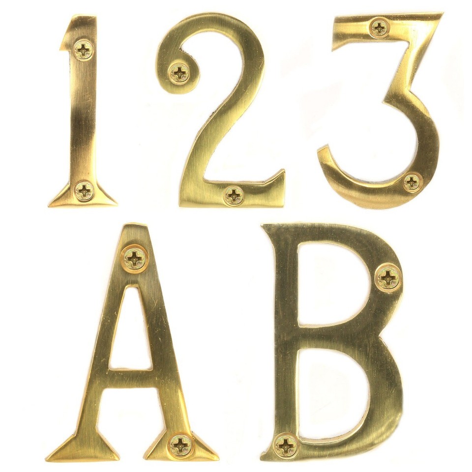 BLACK BRASS CHROME HOUSE NUMBERS/LETTERS & SCREWS 75mm Front Door ...