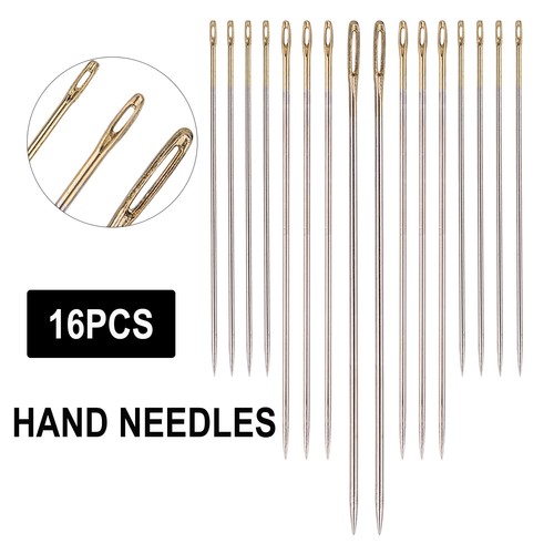 16pcs Assorted Size Set Embroidery Sewing Needles Easy Thread Large Eye ...