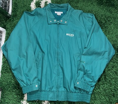 Vintage IZOD Club Full Zip Ocean Green Jacket Men Size Large Made In ...