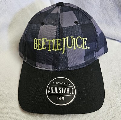 BIOWORLD Brand Poly-Twill Plaid Beetlejuice Hat with an Adjustable ...