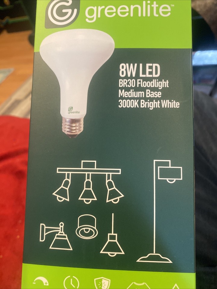 2 x 4 Pack Greenlite LED BR30 Dimmable 8 Watt Floodlight Bulbs 670 ...