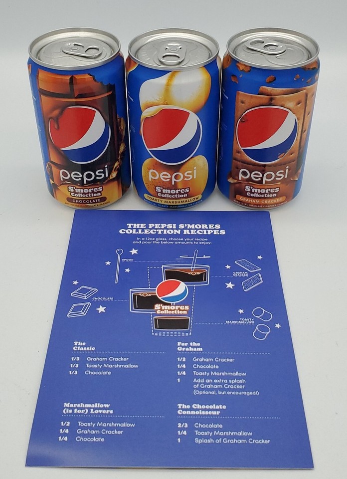 2022 Pepsi Smores Collection Set of 3 Unopened Cans S’mores Soda ...