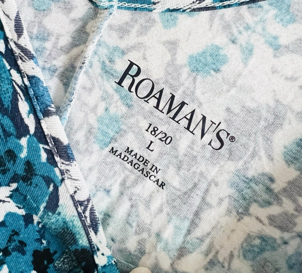 Roaman's Women's Plus Size L 18/20 Swing Ultra Tunic Top Shirt Blue ...