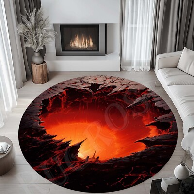 Hot Lava Rug,Crack Lava Rug, Round Lava Rug,3D Crack Lava Rug,Volcano ...
