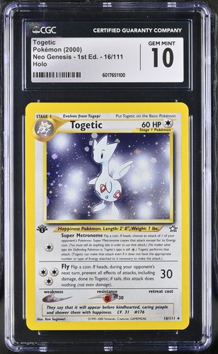 CGC 10 GEM MINT Togetic Neo Genesis 1st Edition 16/111 Holo SWIRL ...