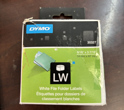 Dymo - White File Folder Lables - 9/16" x 3 7/16" - 30327 | eBay